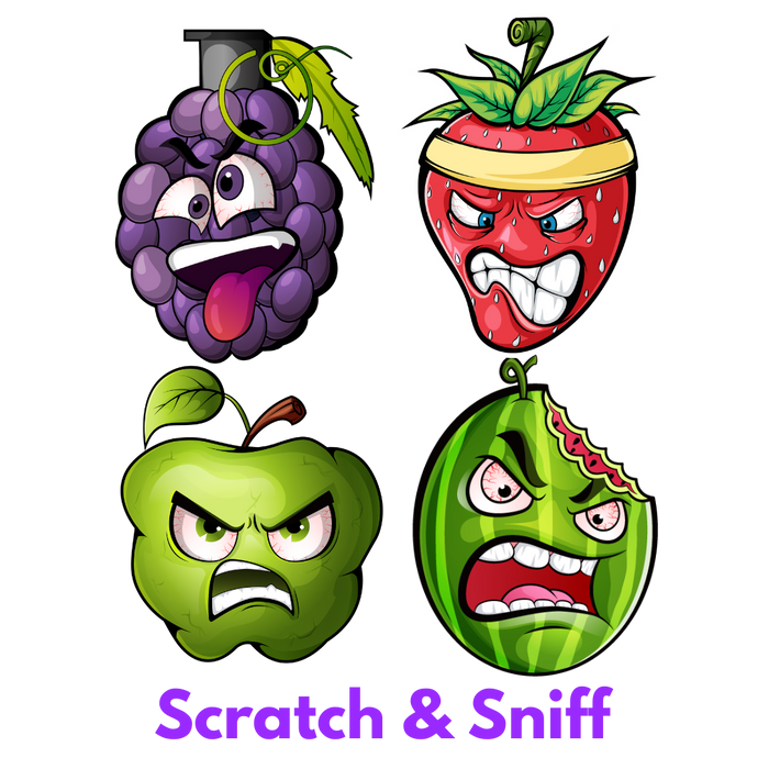 Scratch & Sniff Stickers - Strawberry/Watermelon/Grape/Apple